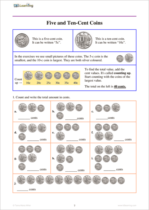 Australian Money Workbook | K5 Bookstore