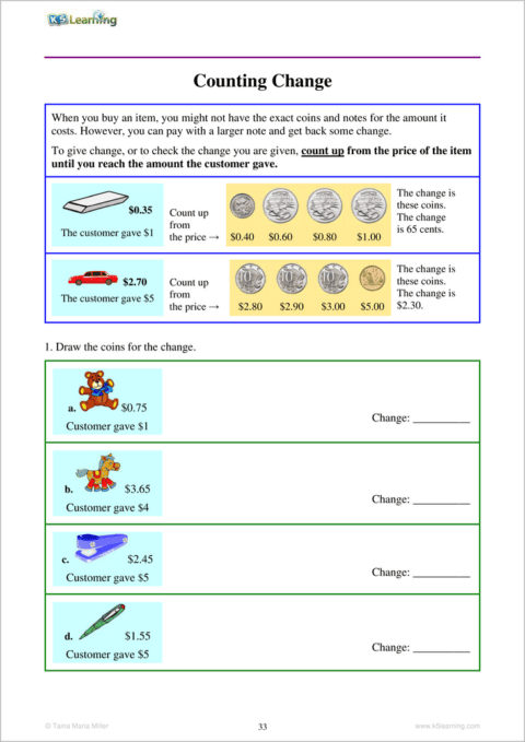 Australian Money Workbook | K5 Bookstore