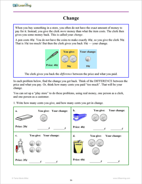 Canadian Money Workbook | K5 Bookstore