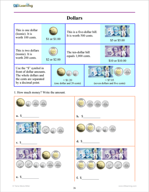 Canadian Money Workbook | K5 Bookstore