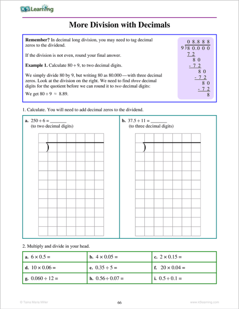 Decimals Workbook for Grades 5-6 | K5 Bookstore