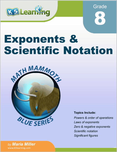 Exponents and Scientific Notation Workbook | K5 Bookstore