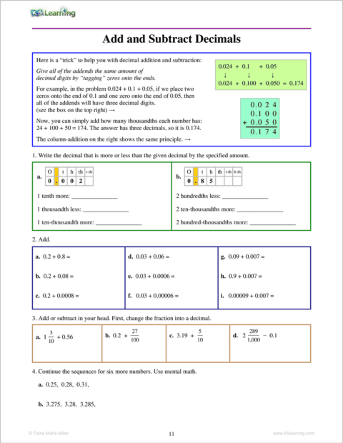Fractions and Decimals Workbook for Grade 6 | K5 Bookstore