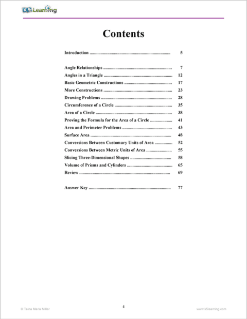 Geometry Workbook for Grades 5-7 | K5 Bookstore