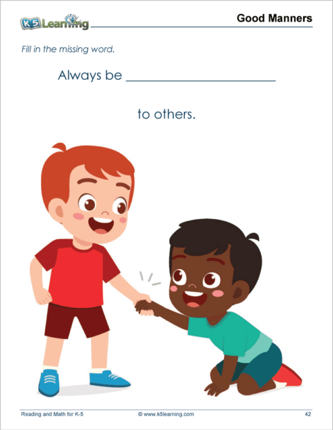 Good Manners Posters and Workbook | K5 Bookstore