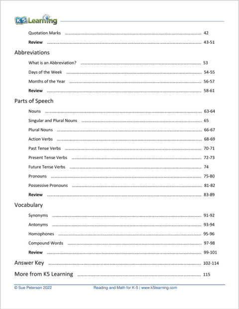 Grade 1 Grammar and Writing Workbook | K5 Bookstore