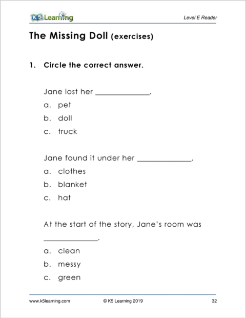 Grade 1 Reading Workbook, Level E | K5 Bookstore