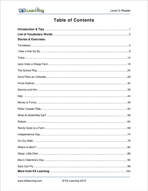 Grade 1 Reading Workbook, Level G | K5 Bookstore