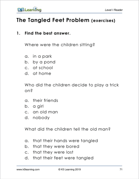 Grade 1 Reading Workbook, Level I | K5 Bookstore