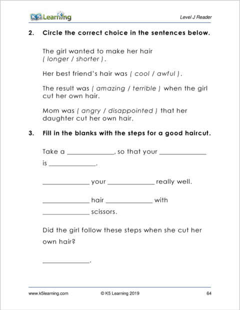 Grade 2 Reading Workbook, Level J | K5 Bookstore