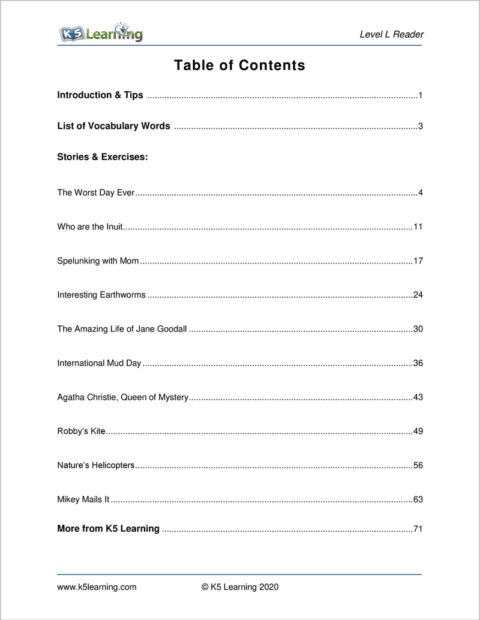 Grade 2 Reading Workbook, Level L2 | K5 Bookstore