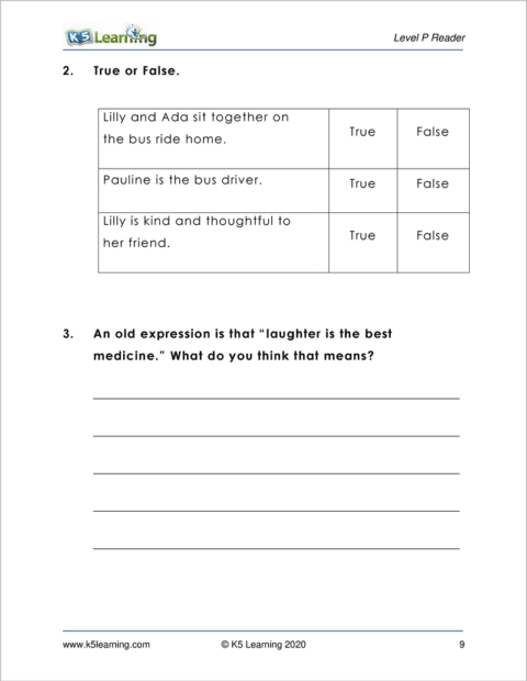 Grade 3 Reading Workbook, Level P2 | K5 Bookstore