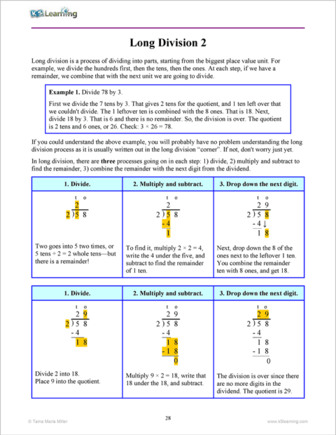 Grade 4 Division Workbook | K5 Bookstore