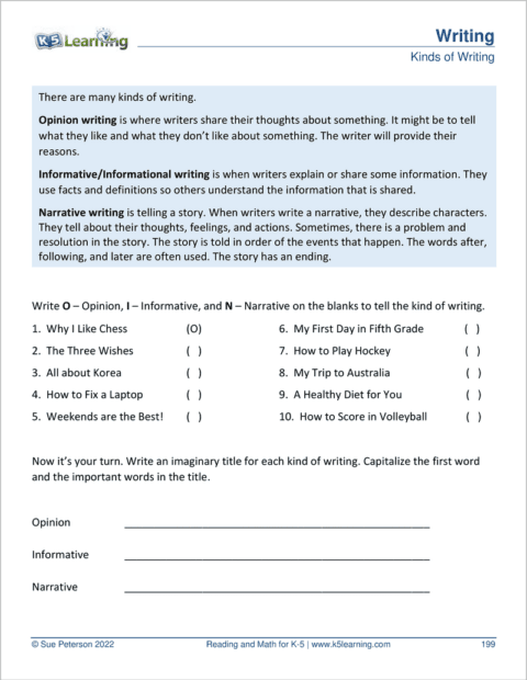 Grade 5 Grammar and Writing Workbook | K5 Bookstore