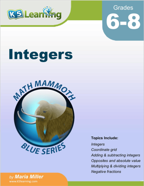 Integers Workbook | K5 Bookstore