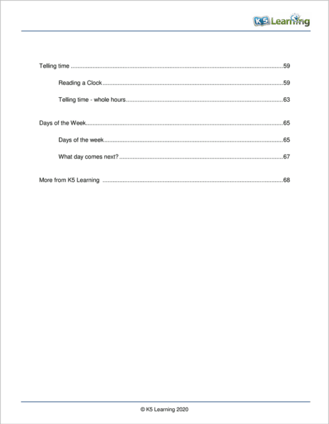 Kindergarten Measure, Time & Money Workbook | K5 Bookstore