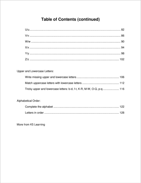 Letters Workbook | K5 Bookstore