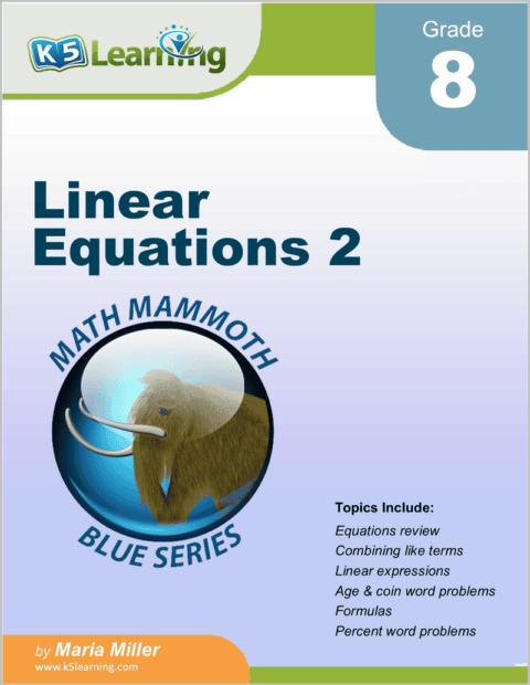 Linear Equations 2 Workbook | K5 Bookstore