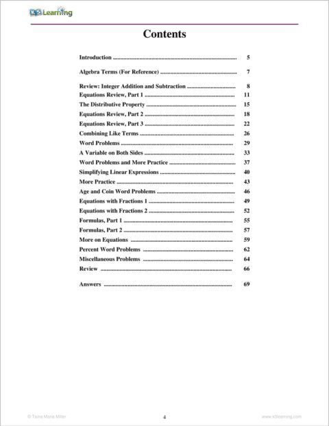 Linear Equations 2 Workbook | K5 Bookstore