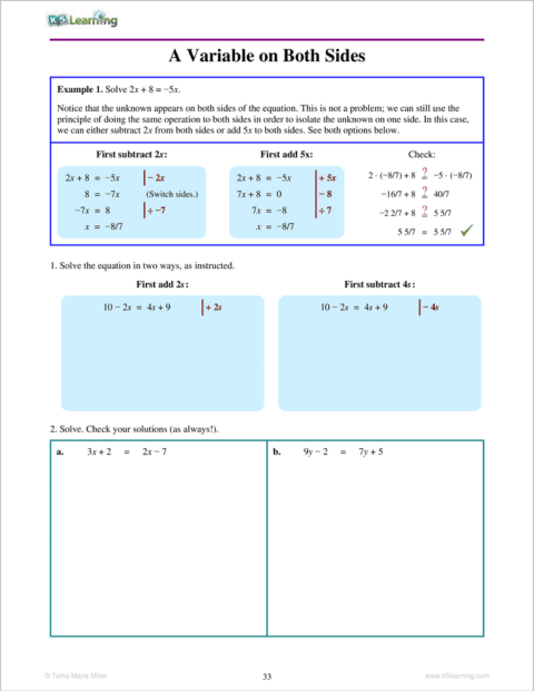 Linear Equations 2 Workbook | K5 Bookstore