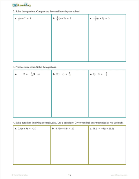 Linear Equations 2 Workbook | K5 Bookstore