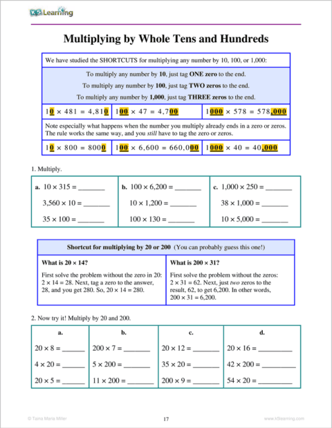 Multiplication Workbook for Grade 4 | K5 Bookstore