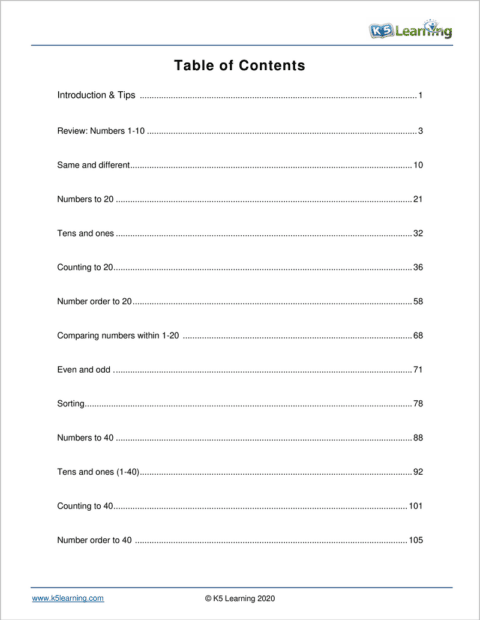 Numbers and Counting To 100 Workbook | K5 Bookstore