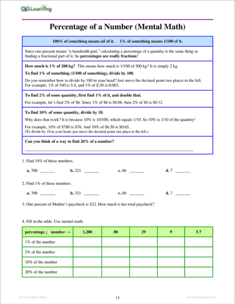 Percents Workbook | K5 Bookstore