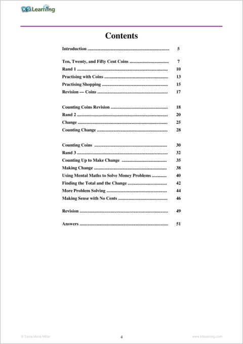 South African Money Workbook | K5 Bookstore