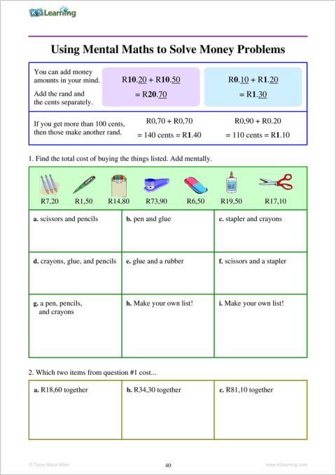 South African Money Workbook | K5 Bookstore