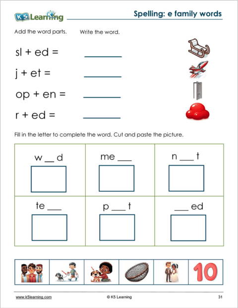 Kindergarten Spelling Workbook | K5 Bookstore