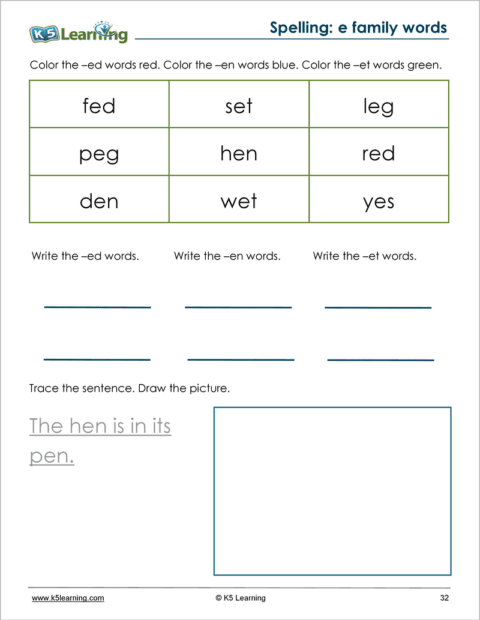 Kindergarten Spelling Workbook | K5 Bookstore