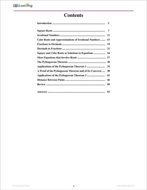 Square Roots & Pythagoras Theorem Workbook | K5 Bookstore