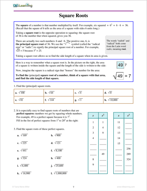 Square Roots & Pythagoras Theorem Workbook | K5 Bookstore