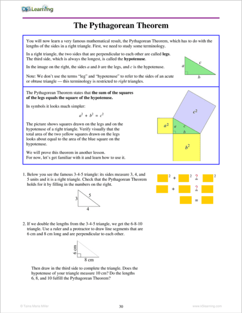 Square Roots & Pythagoras Theorem Workbook | K5 Bookstore