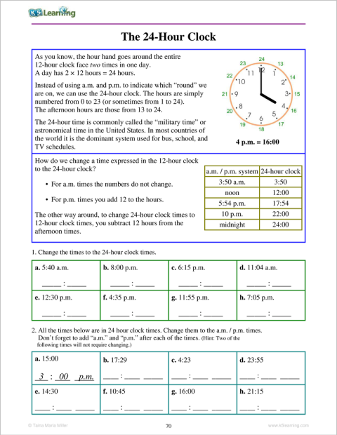 Telling Time Workbook | K5 Bookstore