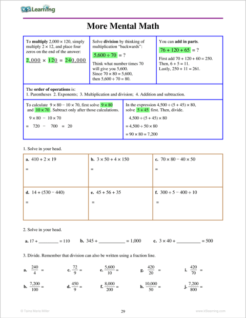 The Four Operations Workbook | K5 Bookstore