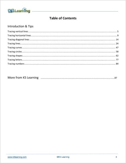 Tracing Workbook | K5 Bookstore