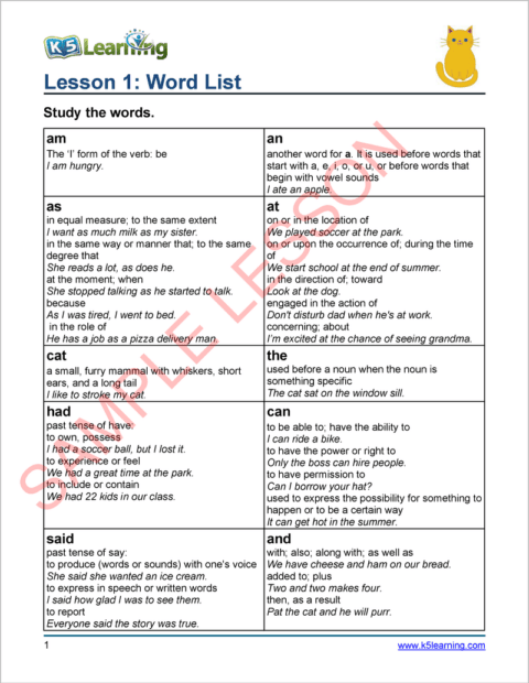 Vocabulary Workbook for Grade 1 | K5 Bookstore