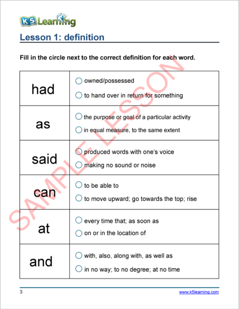 Vocabulary Workbook for Grade 1 | K5 Bookstore