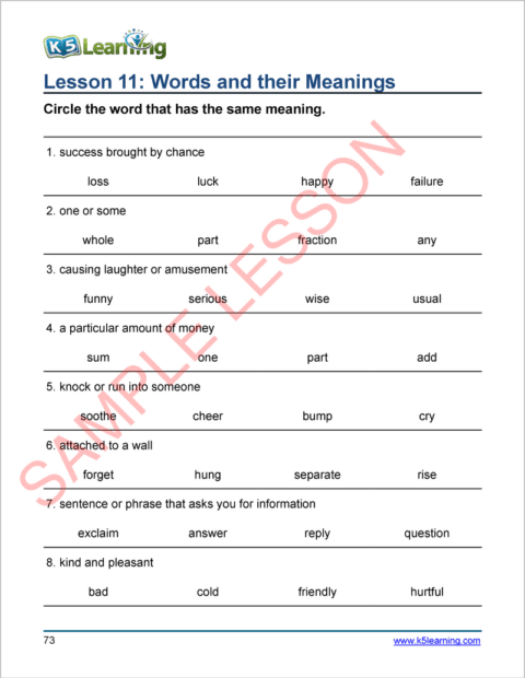 Vocabulary Workbook for Grade 2 | K5 Bookstore