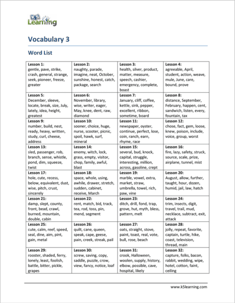 Vocabulary Workbook for Grade 3 | K5 Bookstore