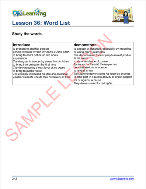 Vocabulary Workbook for Grade 4 | K5 Bookstore
