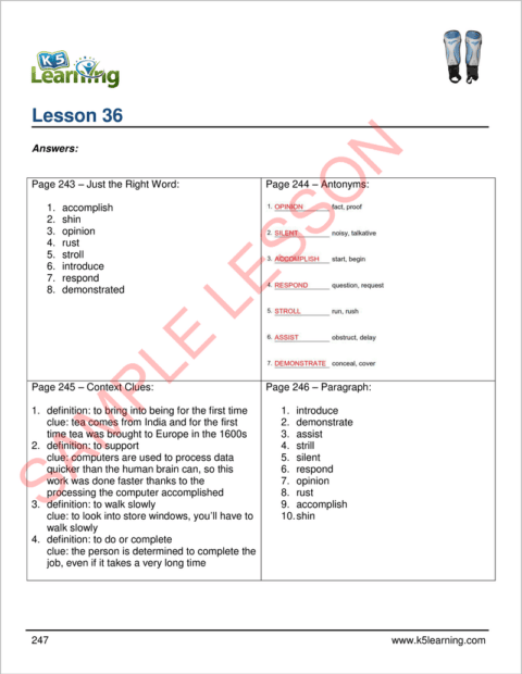 Vocabulary Workbook for Grade 4 | K5 Bookstore