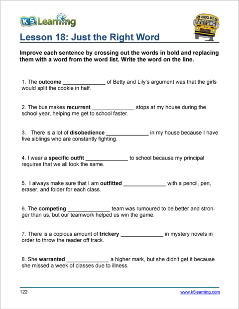 Vocabulary Workbook for Grade 5 | K5 Bookstore