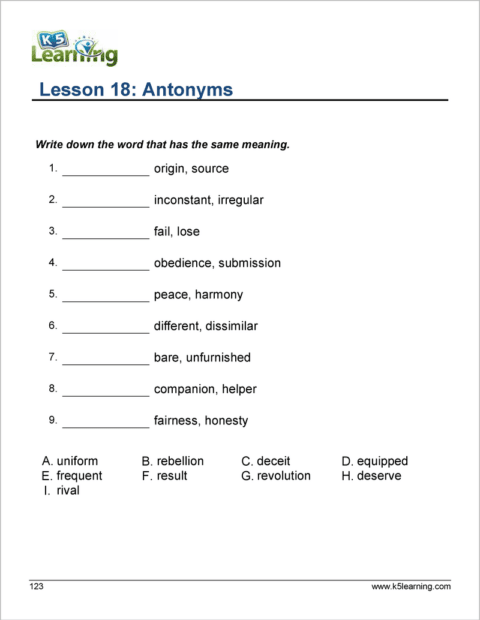 Vocabulary Workbook for Grade 5 | K5 Bookstore