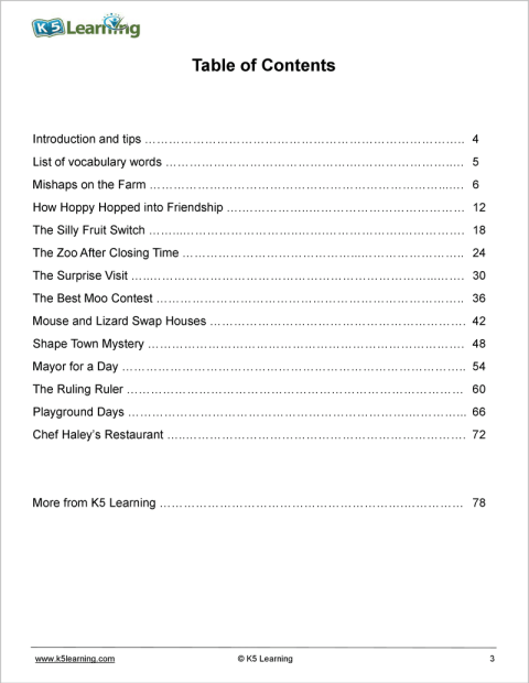 Kindergarten Vocabulary Workbook | K5 Bookstore