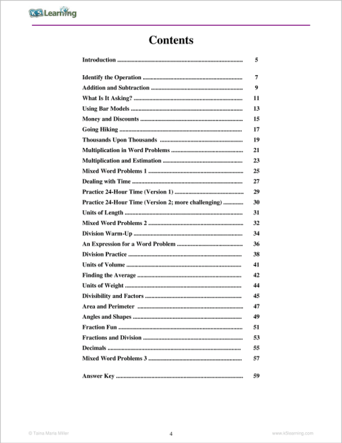 Word Problems Workbook for Grade 4 | K5 Bookstore